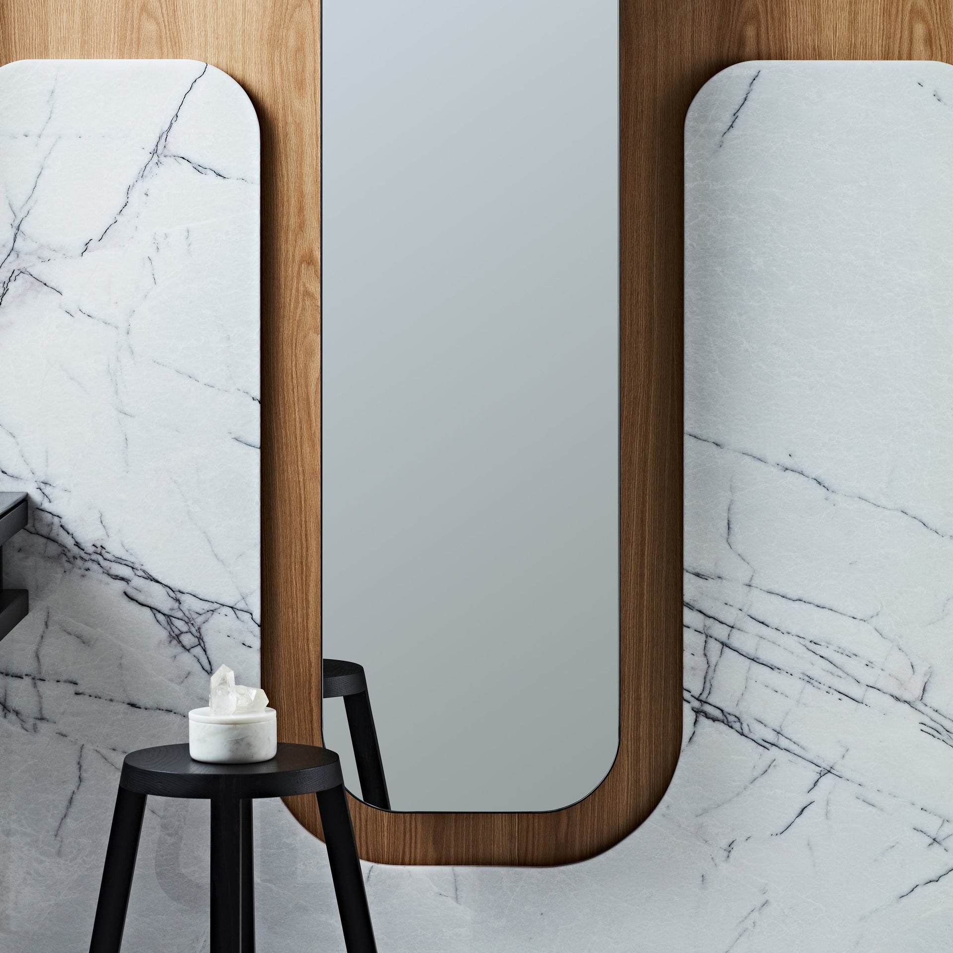 ISSY Z1 Ballerina Tall Oval Mirror with Shaving Cabinet 450x1800 ...